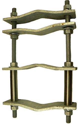 Parallel heavy-duty mount clamp, galvanised steel - boom 40-75mm & mast ...
